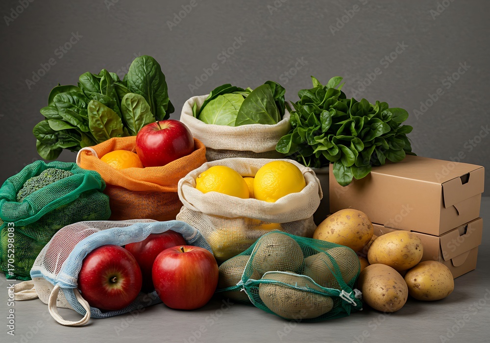 ECO-Friendly Food Packaging Fresh Produce in Reusable Bags and ...