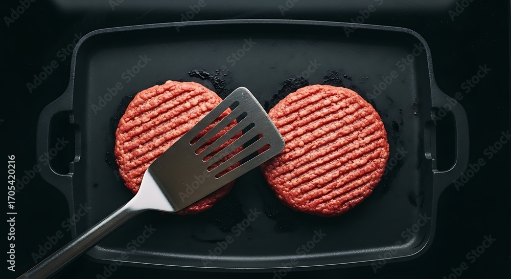 Cooking Ground Beef Patties in Cast Iron Skillet. Stock Photo | Adobe Stock