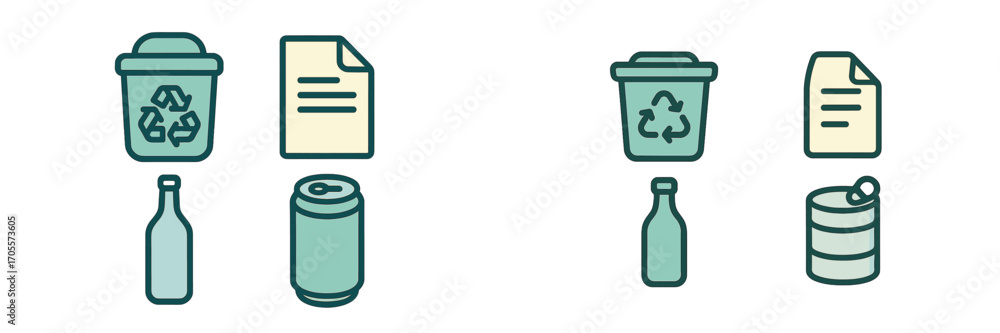 Recycling and waste management symbols for environmental sustainability ...