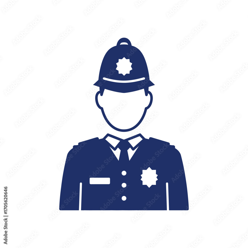 British police officer in uniform with helmet standing tall ...