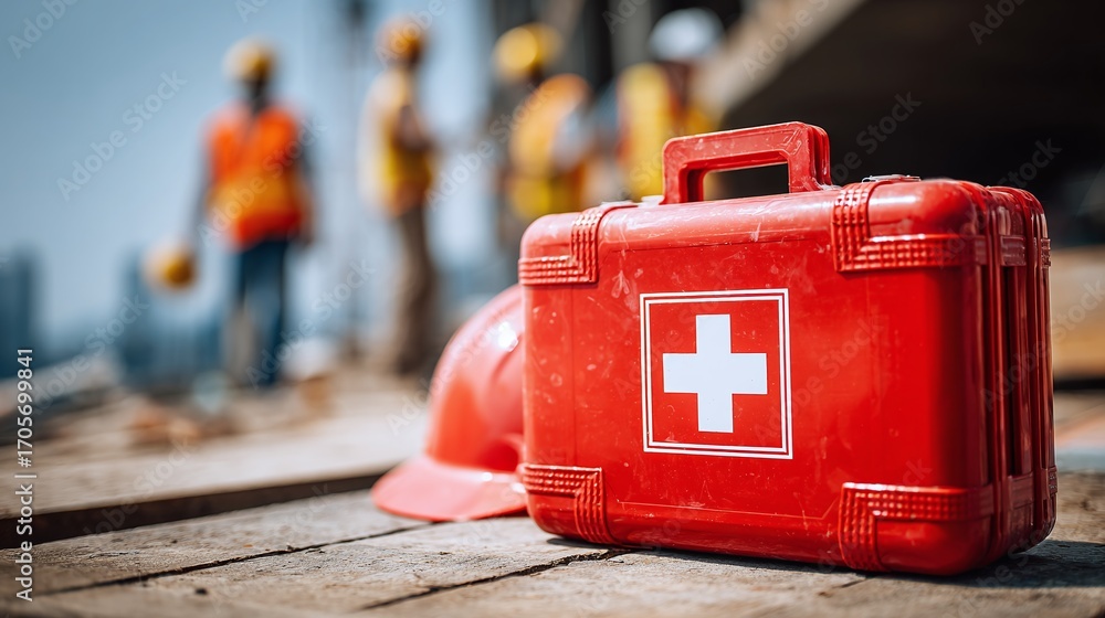 Construction Site Safety: First Aid Kit & Hard Hat. Keeping workers ...