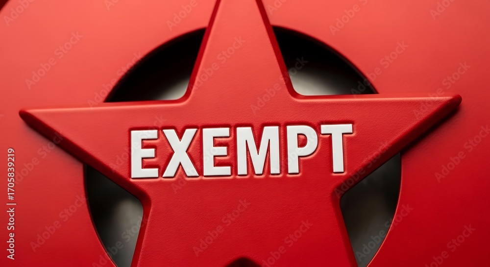 Red Star with Exempt Text - Symbol of Tax Exemption. Stock Photo ...