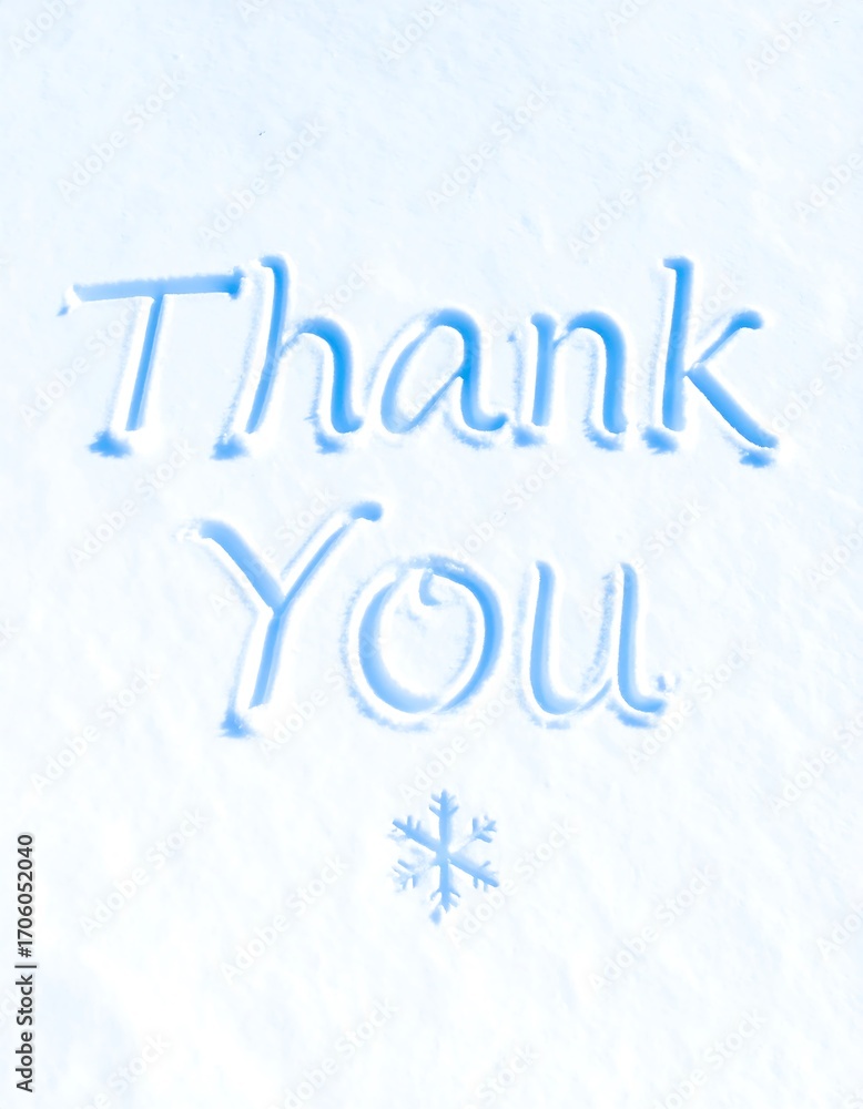 Thank you message written in the snow (1) Stock Photo | Adobe Stock