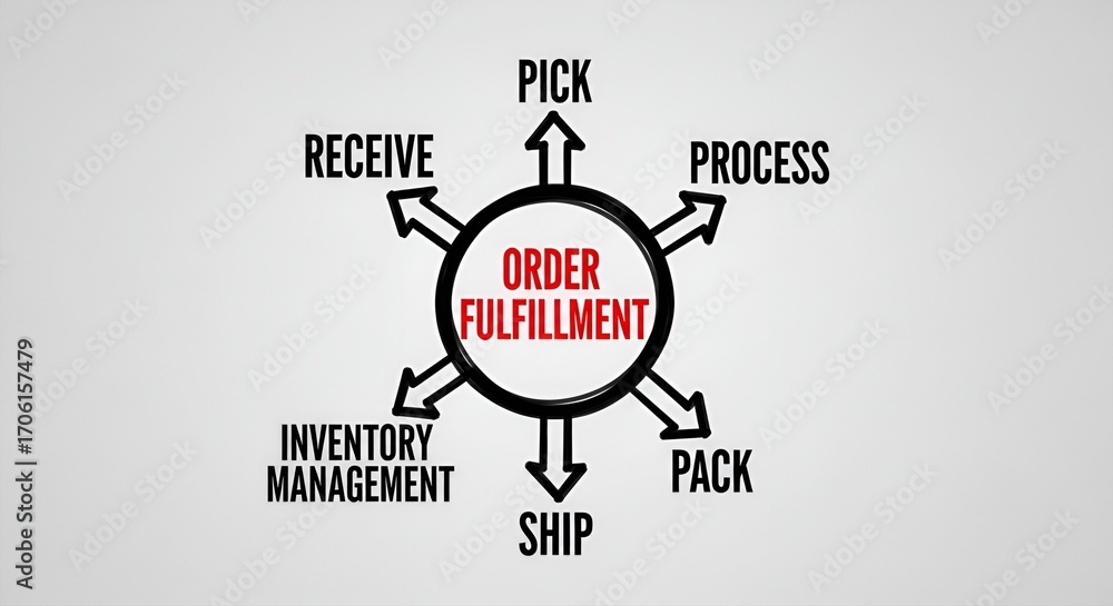 Order fulfillment process flowchart showing key stages from receiving ...