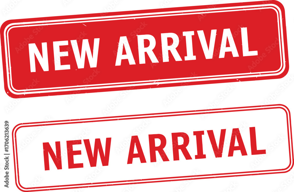 Two New Arrival Signs in Red and White with Rounded Corners and Border ...