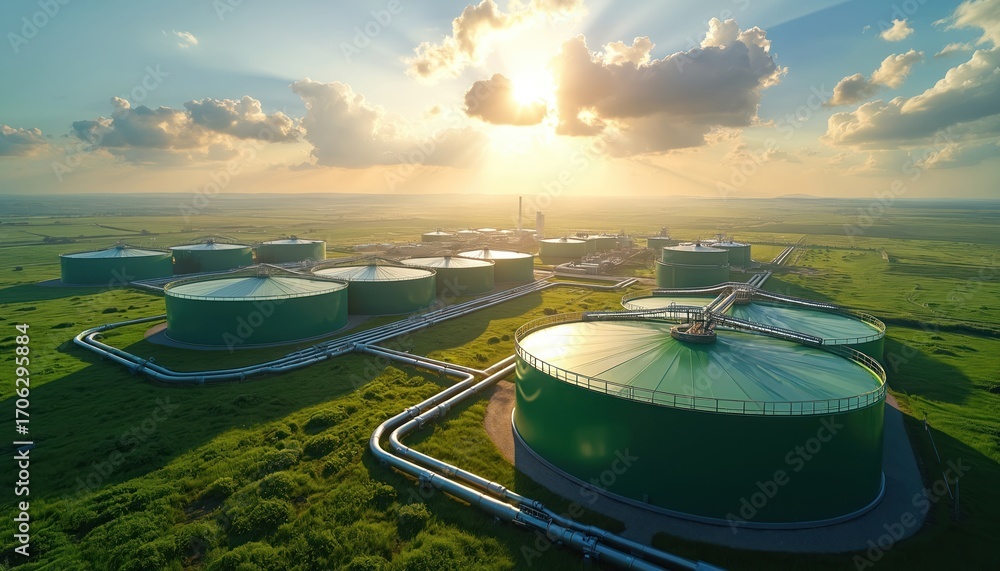 Large-scale anaerobic digestion plant with pipelines transports ...