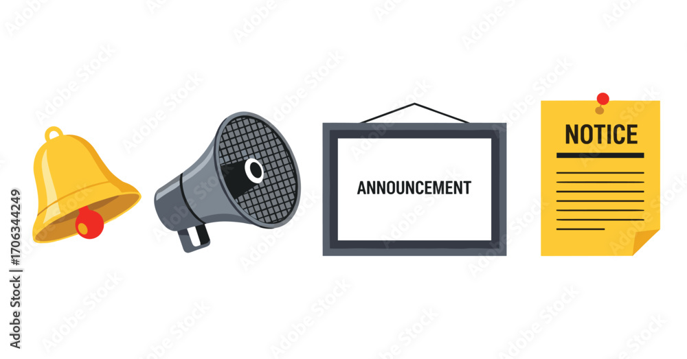 Urgent alerts and announcements grab attention with a bell megaphone ...