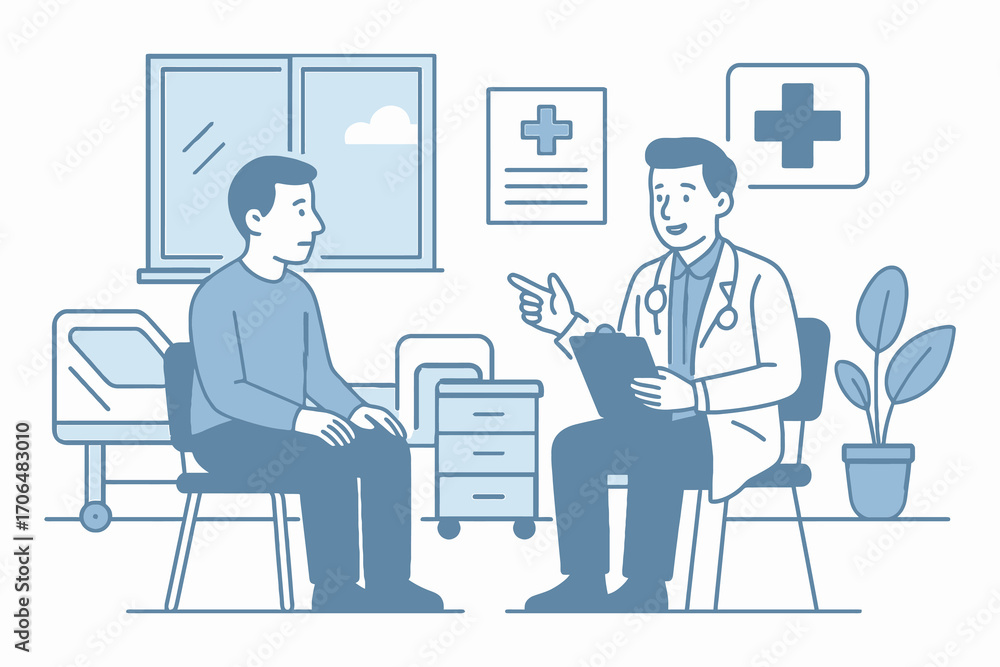 Stock-Vektorgrafik „20250913_2020_Hospital Consultation Scene_simple ...