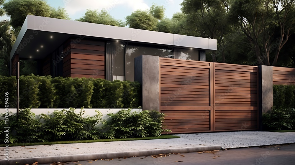 Modern residence exterior with contemporary wooden facade and sliding ...
