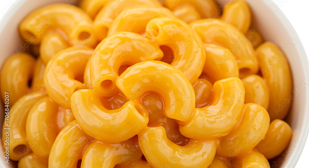 Ultra-realistic Kraft Dinner macaroni and cheese, elbow pasta coated in ...
