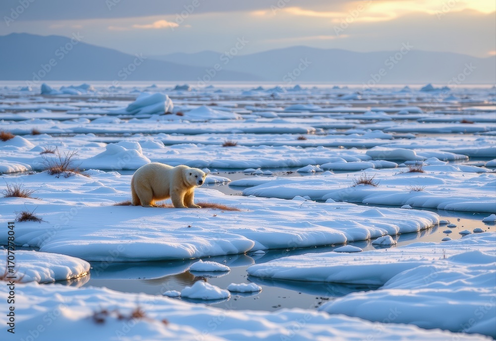 arctic tundra with polar bears, conservation protecting species ...