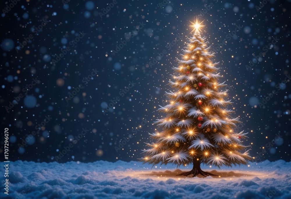 A subtly animated GIF of a Christmas tree with twinkling lights and ...