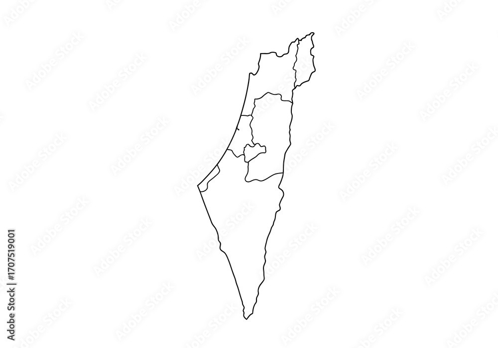 Outline map of Israel with regional divisions showing the countrys ...