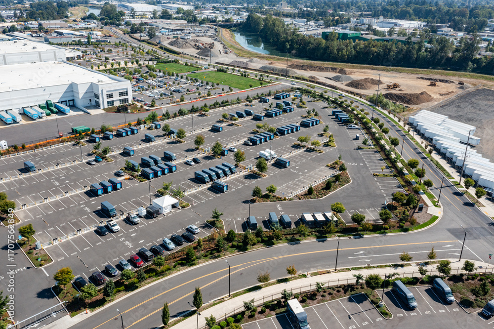 Portland, OR, USA - Sep 13, 2025 - Aerial drone picture of Amazon ...