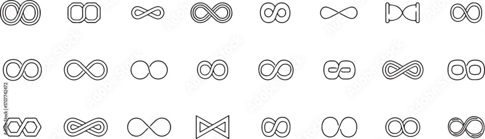 infinity icons, loop symbols, endless vector icons, eternity pictograms ...