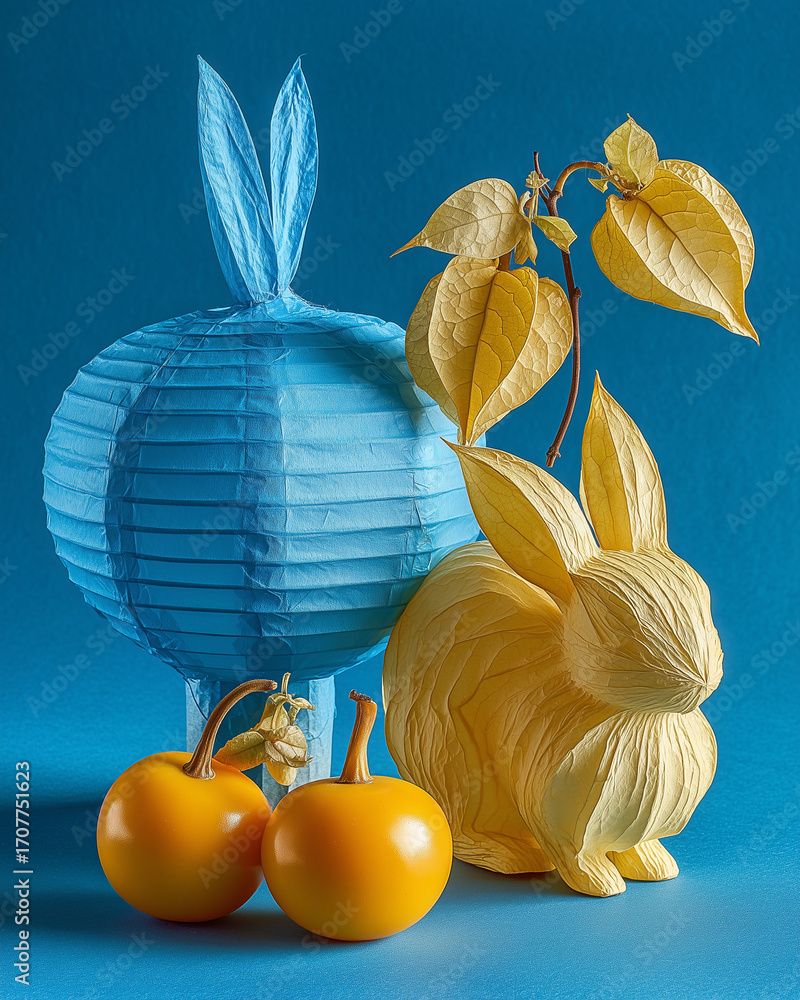 Chinese Lanterns, paper rabbit lanterns and real star fruits for Mid ...