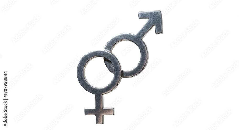 Isolated Interlocked male and female symbols, concept of gender ...