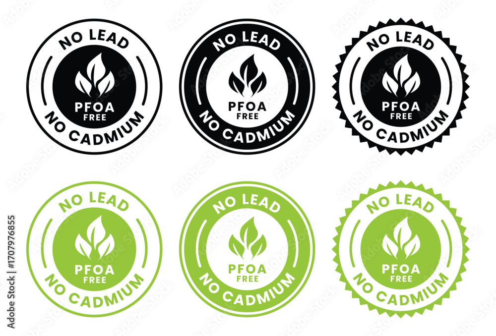 No lead and No cadmium Label Set. No lead and No cadmium icon set. No ...