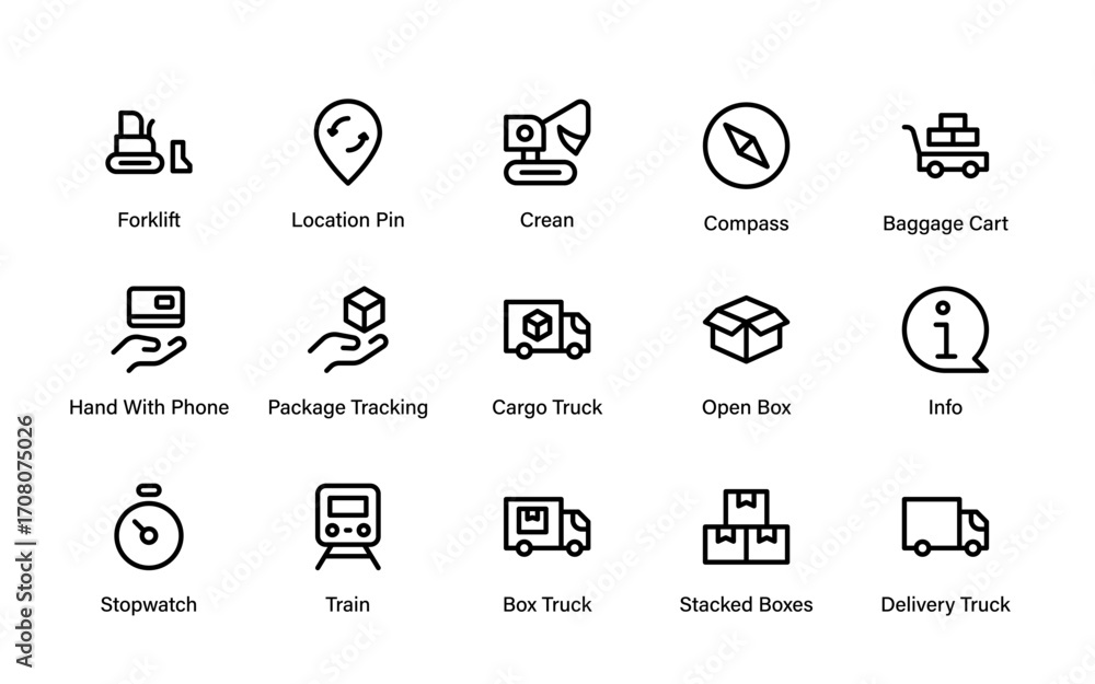 Professional Moving and logistics Line Icon Set – Modern Minimal Vector ...