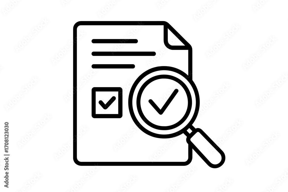 Document inspection icon. Quality control, audit, and review concept ...