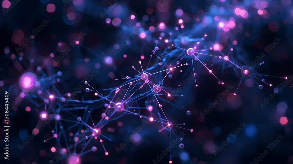 Neural network diagram abstract nodes and connections visualization for ...