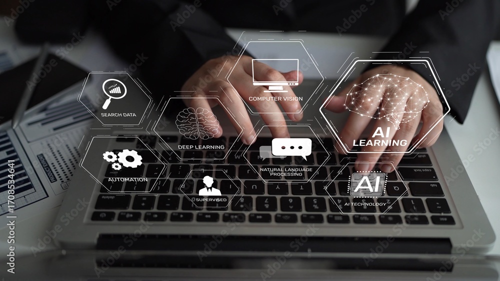 AI learning system involves deep learning, supervised machine learning ...