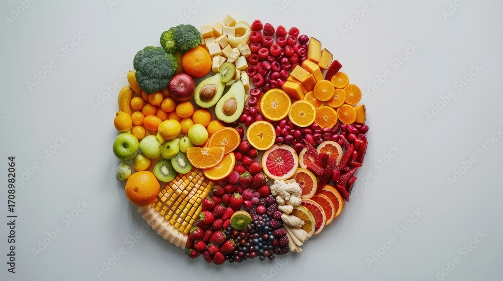 Food Pyramid Pie Chart Balanced Nutrition Food Groups Conceptual ...
