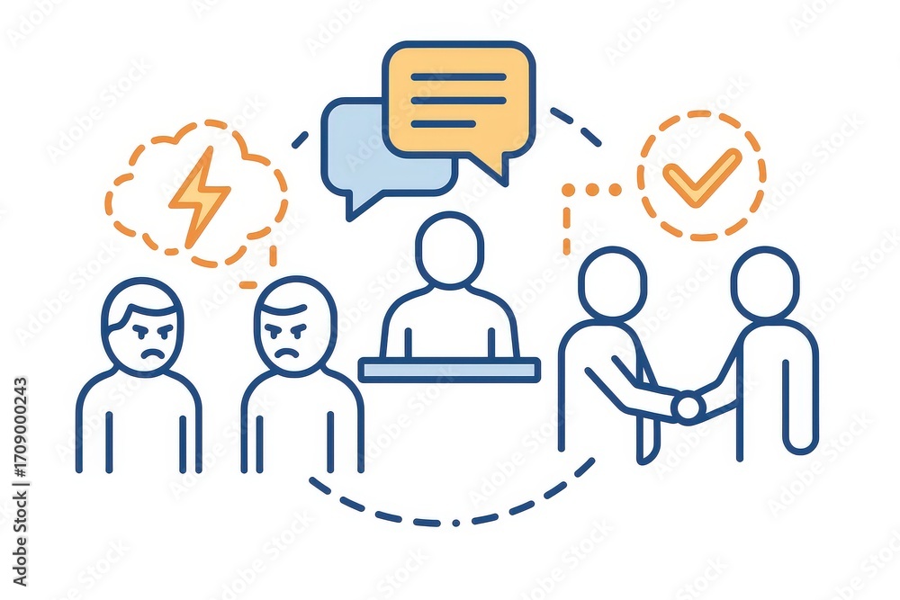 Visual representation of conflict resolution illustrating two angry ...