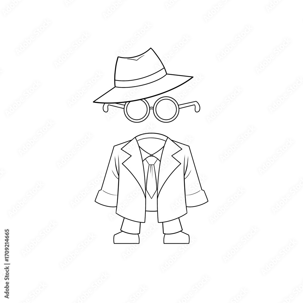 Invisible man Halloween character with glasses , hat, and a long coat ...