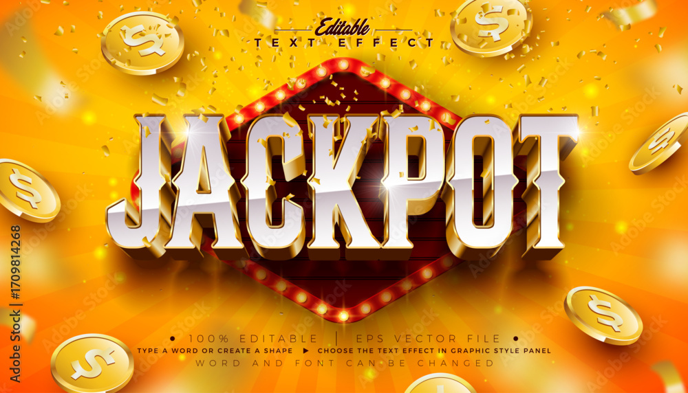 Jackpot 3D Text Effect Design Editable Vector Graphic Style with Shadow ...