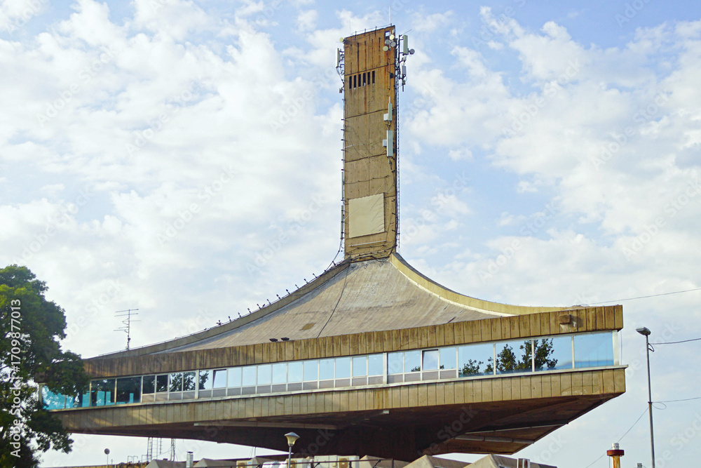 Brutalist architecture in Belgrade: iconic 25 Maj building with curved ...