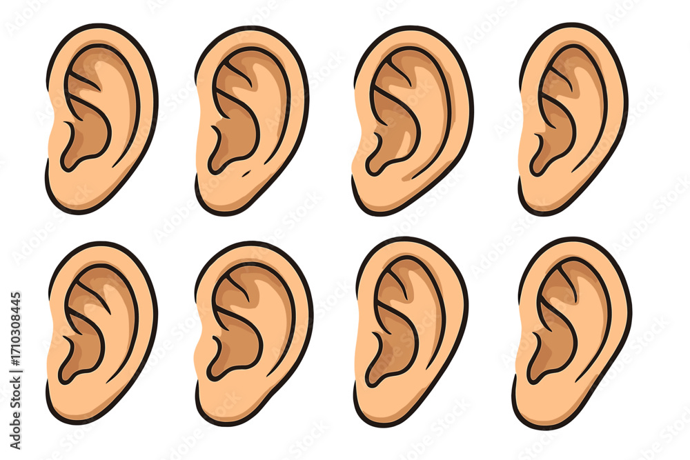 Vector de Stock Various ear illustrations showing different ear shapes ...