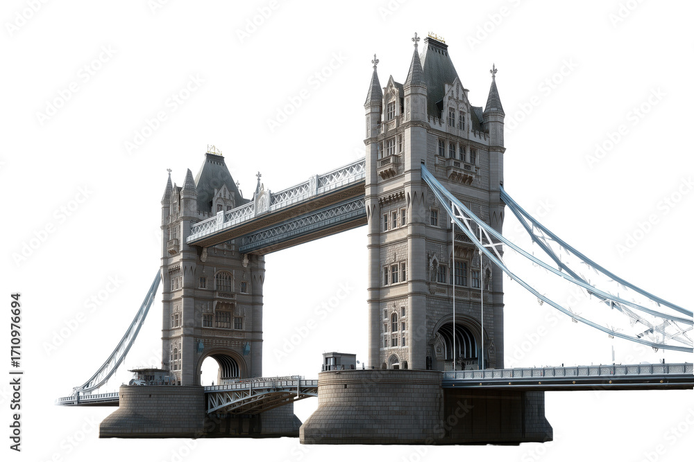 Tower Bridge stands tall against a transparent background, showcasing ...