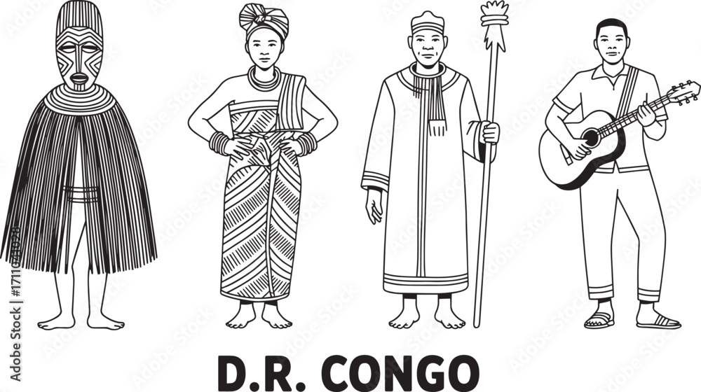 Illustrative Depiction of Traditional Congolese Attire Showcasing ...