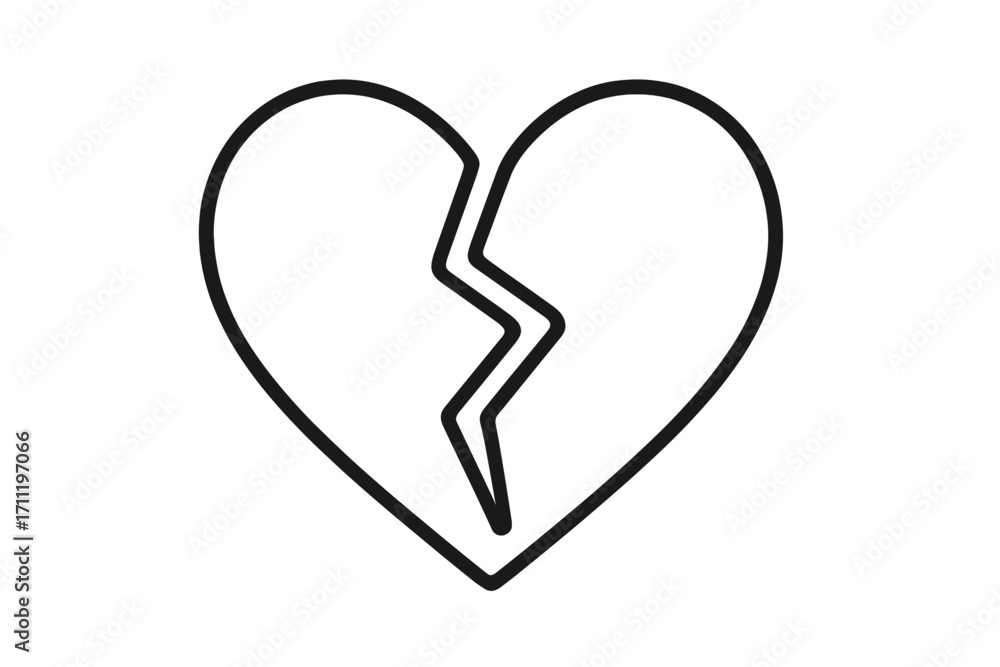 Broken heart icon vector illustration. Heartbreak, love and ...