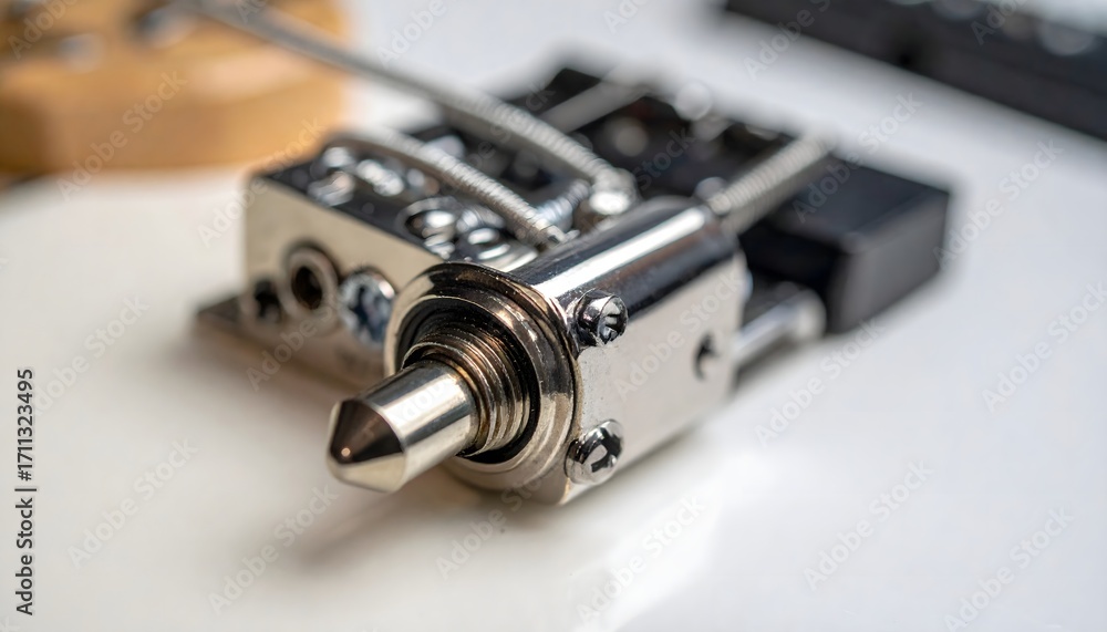 Stock-Foto „Detailed close-up of a modern electric guitar tremolo ...