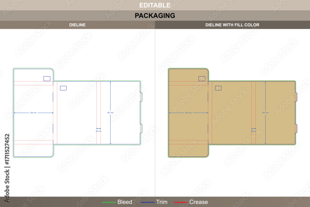 Custom envelope sleeve dieline for mailing and stationery packaging ...