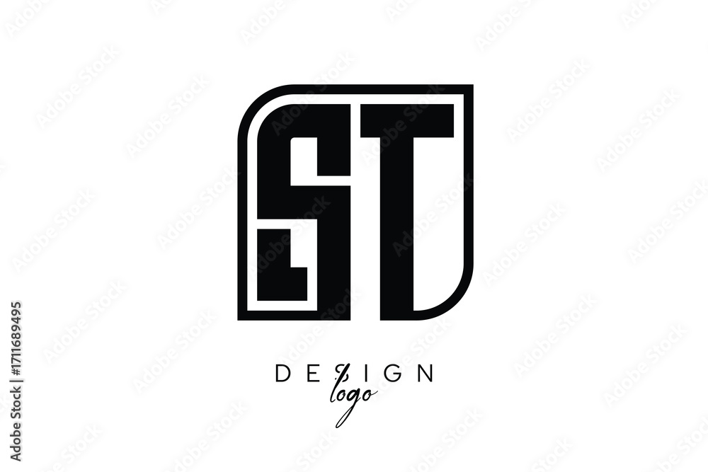 ST Block Monogram Logo – Bold Geometric Lettermark in Rectangular Style ...