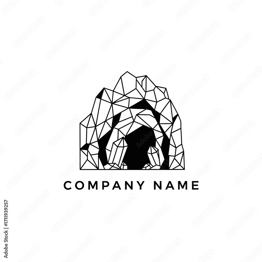 Geometric Cave Entrance Logo with Crystals and Company Name. Stock ...