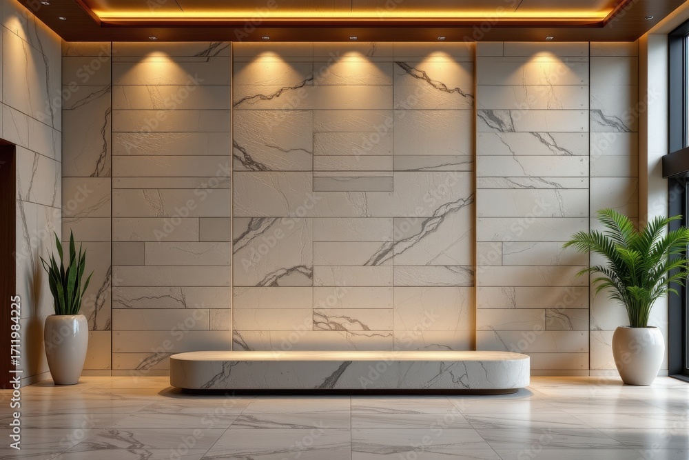 Ilustración de Stock macro cinematic render of elegant lobby wall ...