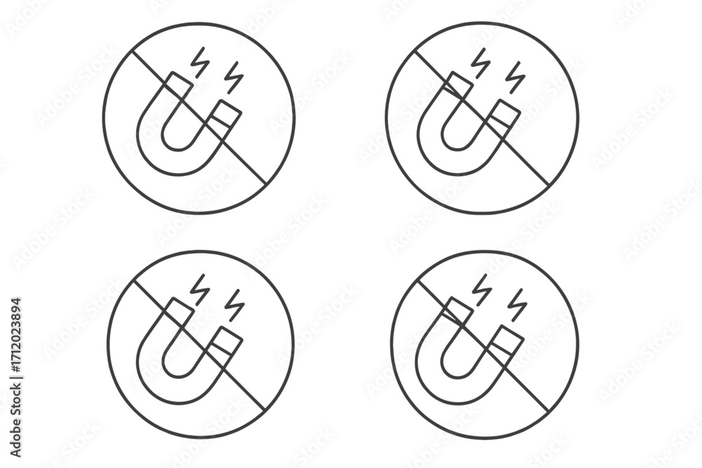 No magnet warning sign. Prohibited magnetic field symbol. Safety icon ...