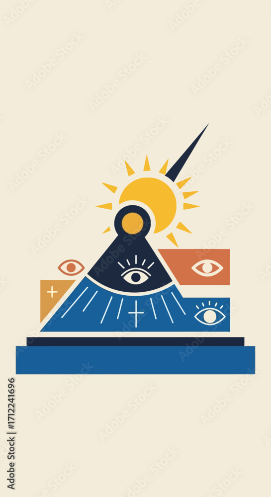 Vector de Stock Pyramid Eye Symbolism Illuminati Masonic Geometry Sun ...