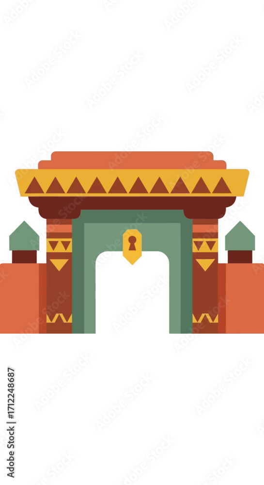 Stylized Traditional Asian Gateway Arch Vector Illustration. Stock ...