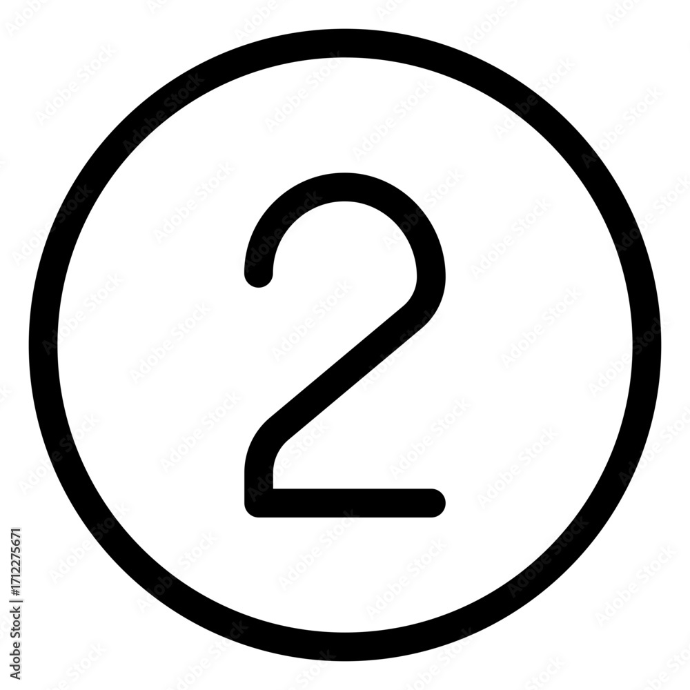 Stylish circular design featuring the number two, perfect for modern ...
