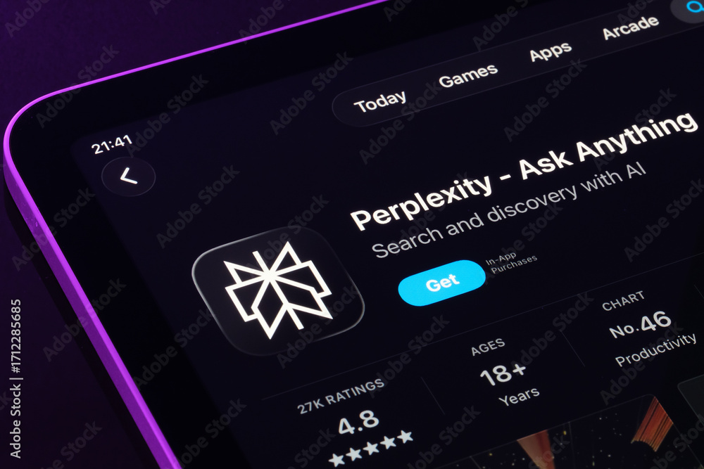 Perplexity captured on iPad App Store in iOS 26 with Apple Liquid Glass ...
