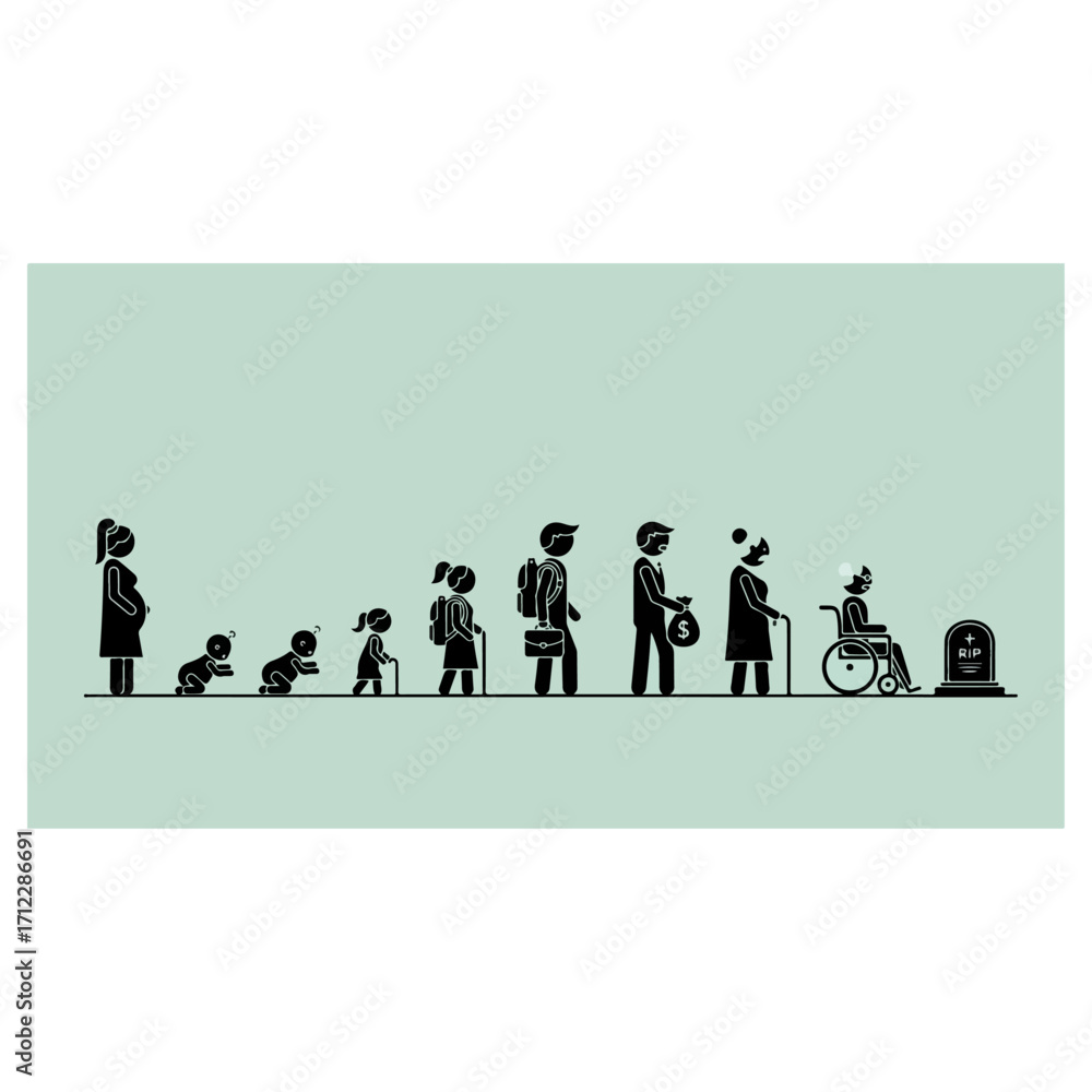 Human life cycle stages from birth to death. Stock Vector | Adobe Stock