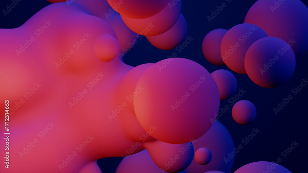 Metaverse 3d render morphing animation pink purple abstract metaball ...