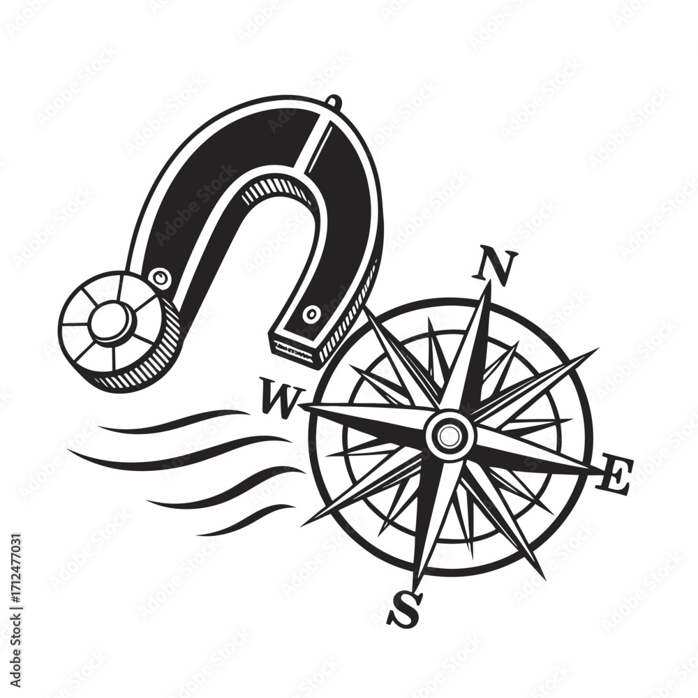 Navigating Challenges A Compass and Question Mark in Black and White ...