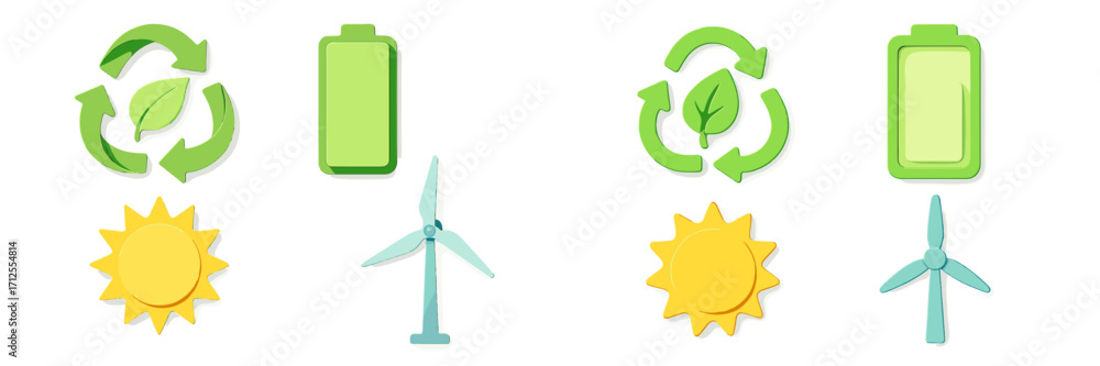Renewable energy symbols showing eco-friendly concepts of recycling and ...