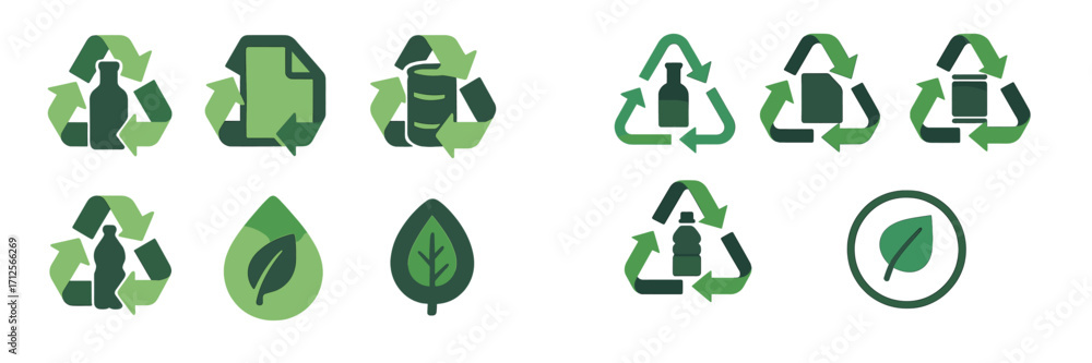 Recycling symbols representing waste management and environmental ...